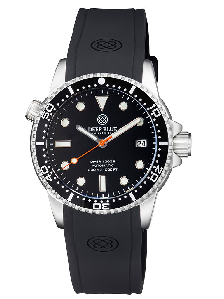 Deep Blue Diver 1000 II Black-Black-Orange Glossy | TimeStore24.org