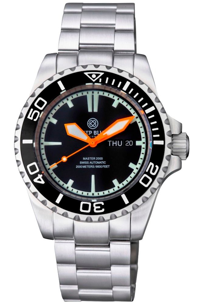 Deep Blue Master 2000m Black-Black-Orange I | TimeStore24.org
